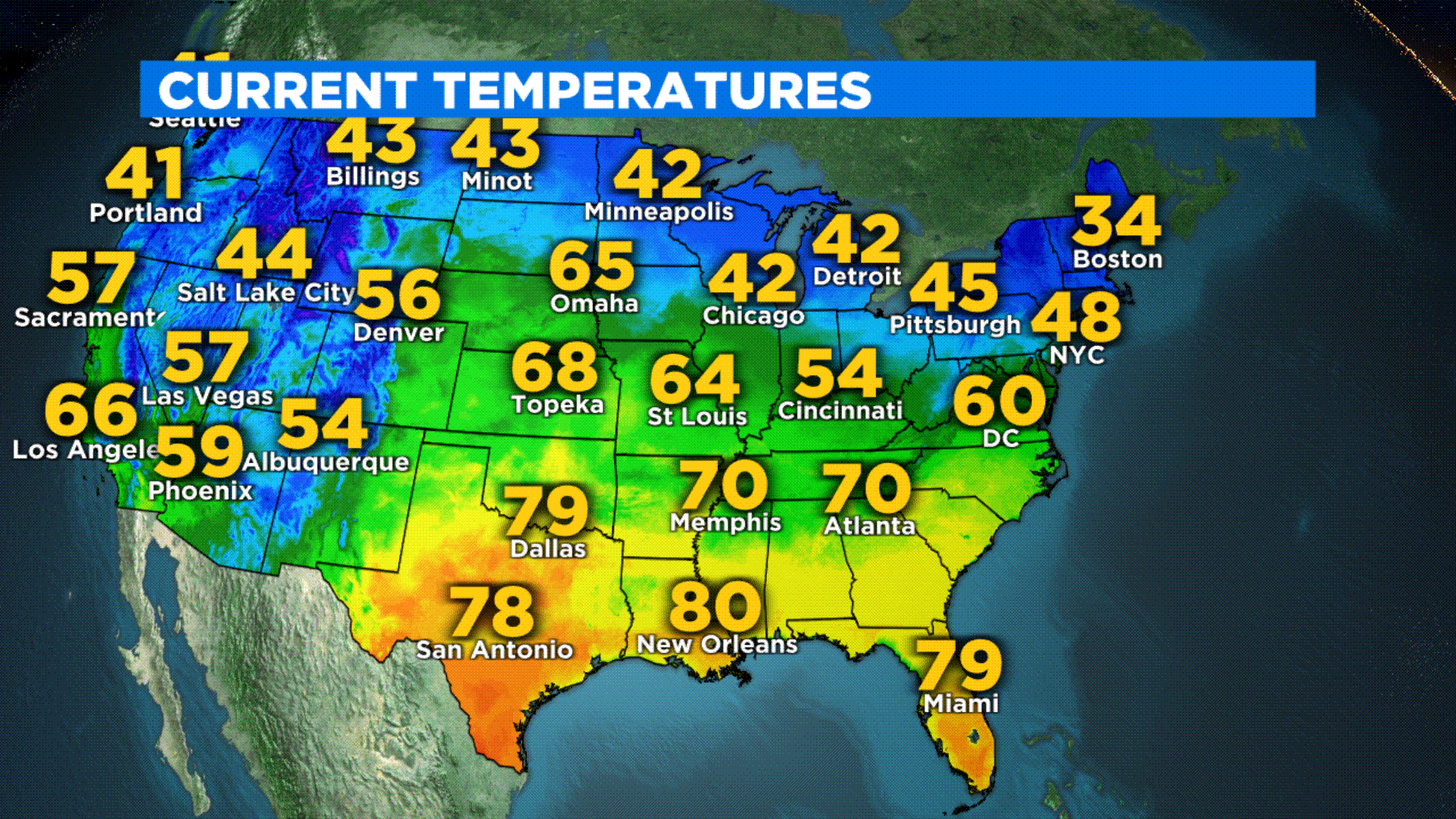 Us Weather Current Temperatures Map Weathercentralcom